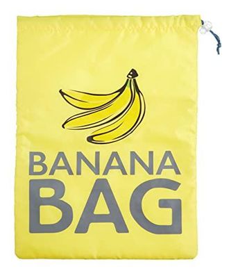 KitchenCraft Bananenbeutel, Beutel zum frischhalten von Bananen, Banane Sack mit Kordel Zug, Waschbarer Frischhaltebeutel, Wiederverwendbarer Sack, Polyester, Gelb