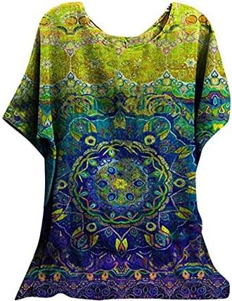 Generic Robes boh&egrave;me 2026 pour femmes et hommes, t-shirt imprim&eacute; num&eacute;rique 3D, tunique d&eacute;contract&eacute;e, Vert, XXL