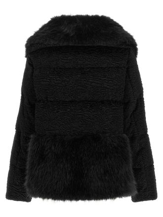 Herno Astrakhan-Effect Eco-Fur Coat - Black