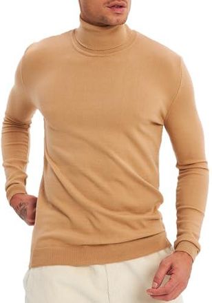 LEIF NELSON Pull à col roulé en maille fine pour homme - Pull en tricot léger avec col roulé - Pull élégant pour lautomne et lhiver - Pull pour homme pour les loi