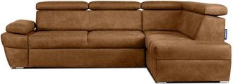 Konsimo Ratlo Ecksofa, Schlaffunktion, 4 /5 Sitzer, Bettkasten, Lederoptik, orange - Konsimo