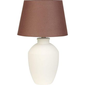 Beliani Beliani - Lampe &agrave; Poser Blanche en C&eacute;ramique Abat-Jour Conique en Lin Ambiance Agr&eacute;able Arcos