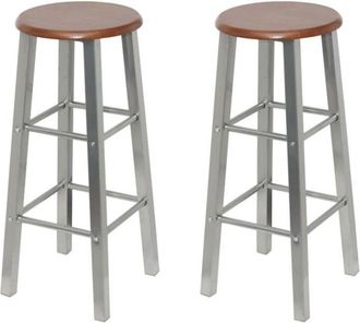 vidaXL Vidaxl - Tabouret de bar lot de 2 m&eacute;tal avec si&egrave;ge en mdf