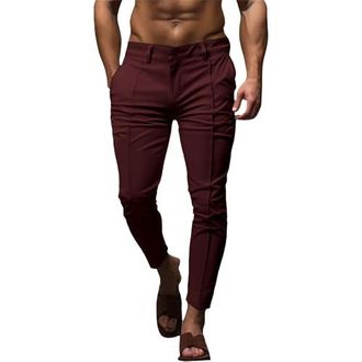 Generic Pantalon chino extensible pour homme, coupe classique, pantalon de golf extensible &agrave; jambe droite, pantalon de travail intelligent, pantalon de bureau