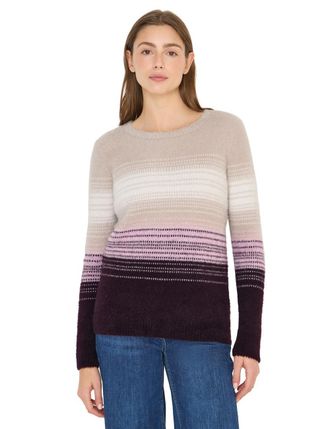 Cecil Federgarn Streifenpullover Eggplant red XXL