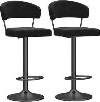 Generic H&ouml;henverstellbare Barhocker, drehbare hohe K&uuml;chen- und Esszimmerst&uuml;hle mit R&uuml;ckenlehne, Samt-Hocker, geeignet f&uuml;r K&uuml;cheninseln