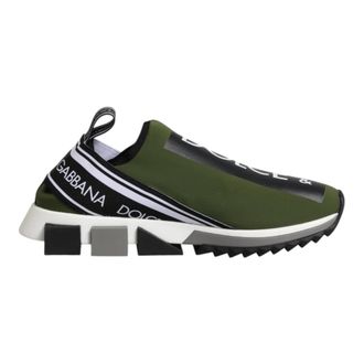 Dolce & Gabbana Gr&uuml;n Schwarz Slip On Sorrento Sneakers - - Shoes - Herren - Gr&uuml;n - 45 EU