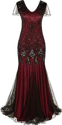 Generic Robe Charleston Années 20 Transparente Gatsby Frangée Flapper Samba Cocktail Paillette Tango Danse Latine Chic Elegante Mariage Sexy