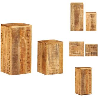 vidaXL Pflanzenst&auml;nder 2 Stk. Massivholz Mango - Holzpflanze - Holzk&uuml;bel - Wohnzimmerdeko - Mangoholz - Blumentopfhalter