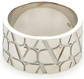 Valentino Garavani Homme, Accessoires, Gris, Taille: 58 MM Bague en m&eacute;tal argent&eacute;