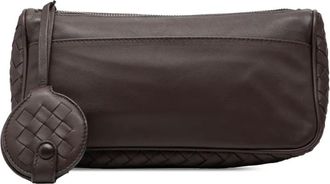 Bottega Veneta 2012-2025 Intrecciato Trimmed Nappa Zipped Pouch clutch bag - Braun