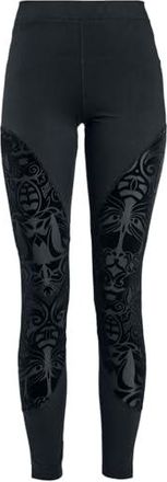 Gothicana by EMP Femme Legging Noir avec empiècements et imprimé floqué XL
