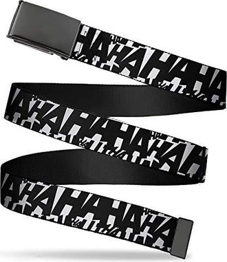 Buckle Down Ceinture en toile avec boucle de serrage unie Jokers Laugh Hahaha Repeat Blanc Noir Hommes Femmes Enfants, Joker., 1.25 Wide - Fits up to Pant Size 42