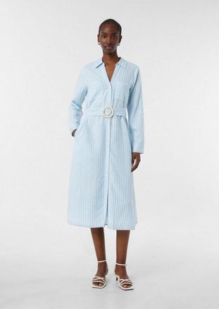 Comma Midikleid Kleid Midikleid aus Leinen mit G&uuml;rtel