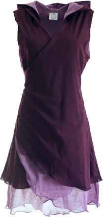 Guru Shop Wickeltunika, Elfentunika mit Zipfelkapuze MA 11 - Plum, Damen, Baumwolle, Size:M