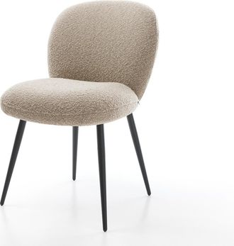 DELIFE Esszimmerstuhl Nube-Flex Boucl&eacute; Schlamm 4-Fu&szlig; konisch Schwarz Taschenfederkern, Esszimmerst&uuml;hle
