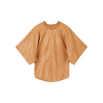Isabel Marant Camel Leder Kurzarmhemd - - Tops - Damen - Braun - S
