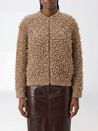 PESERICO Strickjacke mit Rei&szlig;verschluss und Rundhalsausschnitt von aus Alpakawollmischung mit &uuml;berschnittenen Schultern