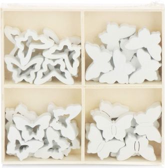 Com-Four 32x Schmetterling Streudeko - Kleine Schmetterlinge aus Holz in vier Designs - Holz-Schmetterlinge für Tischdeko und Frühlingsdekoration (32 Stück Sch