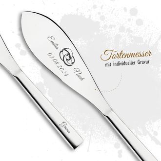 Puresigns Tortenmesser/Kuchenheber mit eigener Gravur/Namen Tortenheber Hochzeit Motiv Herzen Geschenk Brautpaar Hochzeitsgeschenk (3450041 Ringe)
