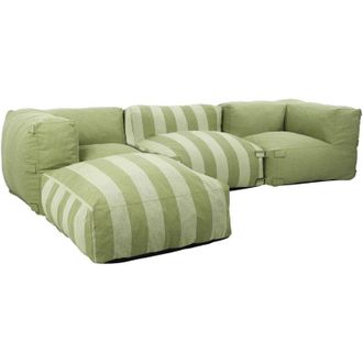 Oviala Canap&eacute; dangle ray&eacute; de jardin modulable 4 places vert cactus - Mixi