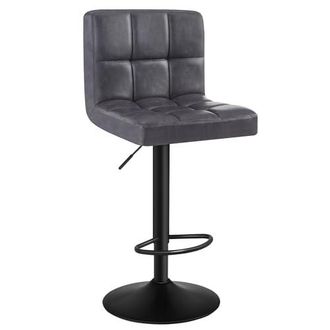 Woltu Lot de 1 Tabouret de Bar Pied Noir en Métal Siège en Similicuir rembourrée,Anthracite