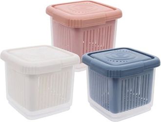 DOITOOL Lot de 3 bo&icirc;tes de conservation des aliments &agrave; double couche - Panier de drainage pour r&eacute;frig&eacute;rateur - Bo&icirc;tes de conservation pour fruits et aliments