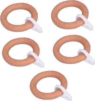 SOLUSTRE 5 St&uuml;ck Teiliges Runde Holzvorhangringe aus Hochwertigem Holz Flexibel und Langlebig Passend f&uuml;r Gardinenstangen und Duschvorh&auml;nge Installieren und Sa