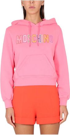 Moschino Femme, Sweatshirts et sweats &agrave; capuche, Rose, Taille: 38 FR Logo Crochet SweaT-shirt