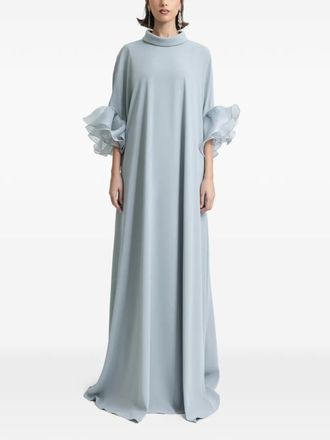 Gemy Maalouf robe longue &agrave; col montant - Bleu