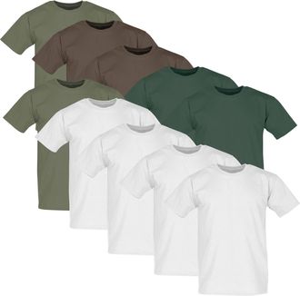 Fruit Of The Loom Valueweight T Shirt 10er-Pack Herren, 4xWhite+2xOlive+2xChoco+2xBottle, XXL