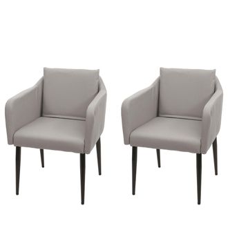 Hhg Non Utilizzato] Set 2x Poltrone Sedie Pranzo Soggiorno Lounge Hhg 734, Ecopelle Beige Tortora