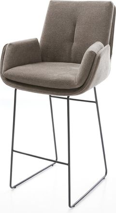 DELIFE Barstuhl Clea-Flex Strukturstoff Soft Taupe Kufengestell Metall Schwarz, Barst&uuml;hle