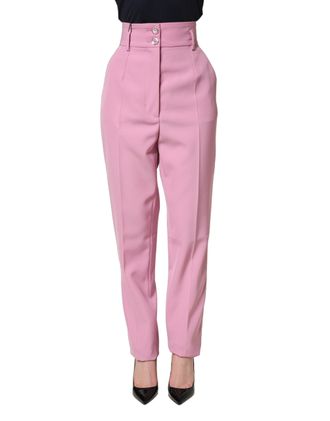Dolce & Gabbana Womens High-Waisted Tapered Trousers Pink Polyester