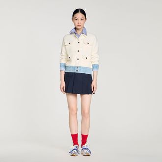 Sandro Cardigan mit Denim-Details