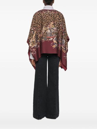 Etro Jacquard-Print Wool-Blend Poncho - Brown