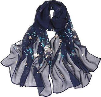 Generic Femmes Imprim&eacute; Roses Longue Douce &Eacute;charpe Cache-coeur Simulation Foulards en Soie Foulards Femmes &Eacute;charpe Hiver Tube, Marine, taille unique