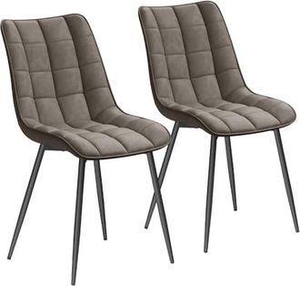 Woltu Chaises de Salle à Manger Lot de 2, Chaise de Cuisine Assise rembourrée en Similicuir épais Pieds en métal,Gris Foncé BH207dgr-2