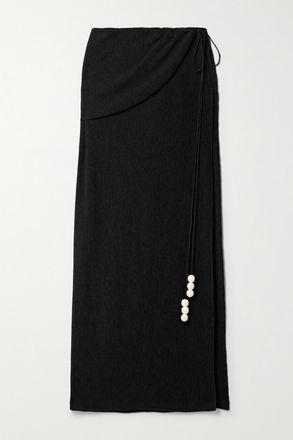 Magda Butrym Maxi-wickelrock Aus Krepon Aus Einer Stretch-lyocell-mischung Mit Verzierungen - Schwarz