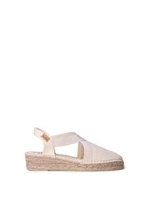 Toni Pons Verona Veganer Espadrilles mit Keilabsatz für Damen aus Baumwolle., ekrü, 42 EU
