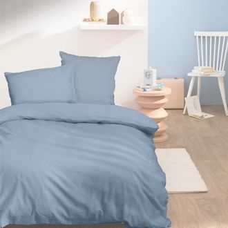 Matt & Rose Housse de Couette 1 Personne 140x200 cm Unie Coton LAV&Eacute; | 100% Coton Lav&eacute; | Oeko-TEX | Bleu Orage