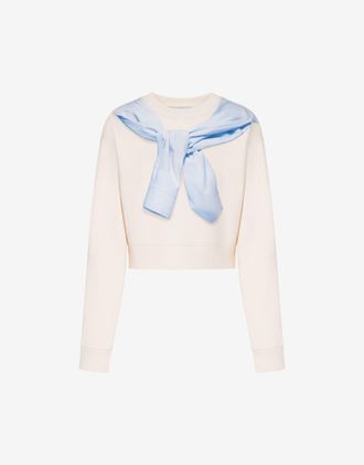 Moschino Sweat-shirt court en coton imprim&eacute; - Blanc