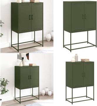 vidaXL Buffet haut vert olive 68,5x38,5x107 cm acier - Buffet Design Industriel - Meuble Rangement Vertical - Armoire Ouverte - &Eacute;tag&egrave;res M&eacute;talliques
