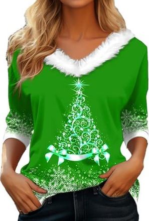 Generic Noel Sweat Femme Haut Col Rond Christmas Sweat-Shirt Christmas Sweater Ugly Pull Noel Chic Sexy Pulls De Noël Manche Longues Tops Mode Décontractée Bl