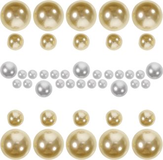 NUOBESTY 300 St&uuml;ck K&uuml;nstliche Perlen ohne Loch 14mm 10mm Vasenf&uuml;ller Perlen In Wei&szlig; Hellgelb Schwimmende Deko f&uuml;r Hochzeit Babyparty Wohnaccessoires