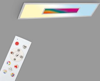 Telefunken LED Panel RGB, LED Deckenleuchte CCT, Deckenlampe RGB Centerlight, Regenbogeneffekt, Fernbedienung, Dimmbar, Silberfarbig, 1000x250x65mm, 319904TF