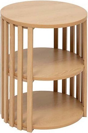 PEGANE Table Dappoint ronde avec &eacute;tag&egrave;re, coloris beige - Longueur 40 x Profondeur 40 x Hauteur 48 cm