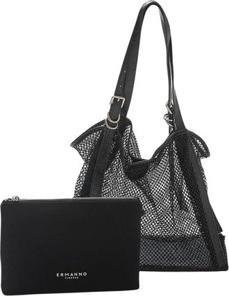 Ermanno Scervino Femme, Sacs, Noir, Taille: ONE Size Tote bag en maille avec cristaux
