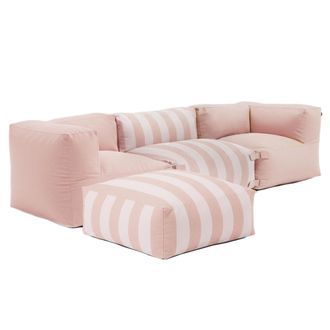 Oviala Garten-Ecksofa, gestreift, modular, 4-Sitzer, Puderrosa - Mixi