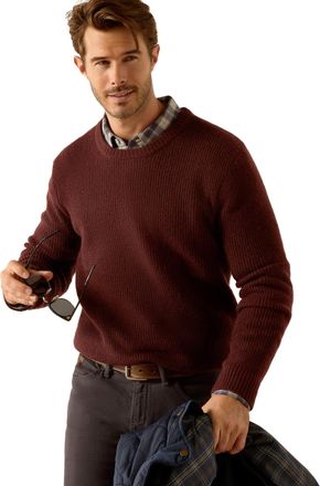 Ariat Mens Mill Valley Sweater Long Sleeve in Marron, Size Large, by Ariat